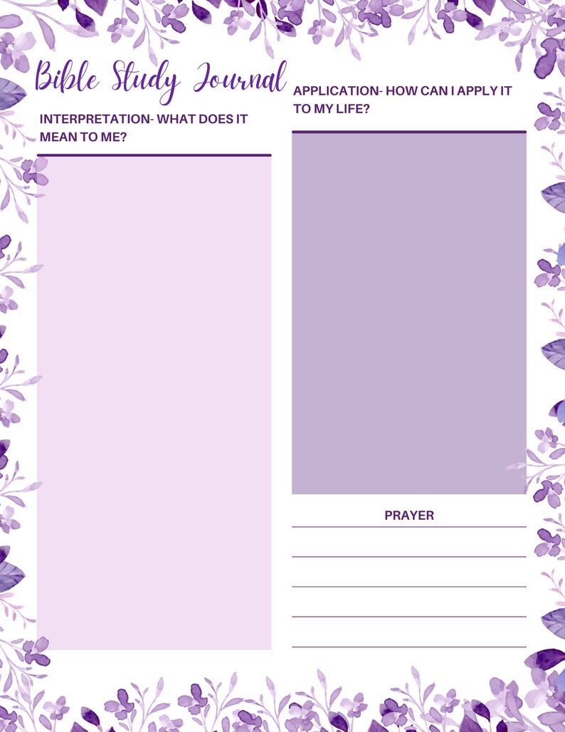 Bible Study Journal Pages purple - Etsy