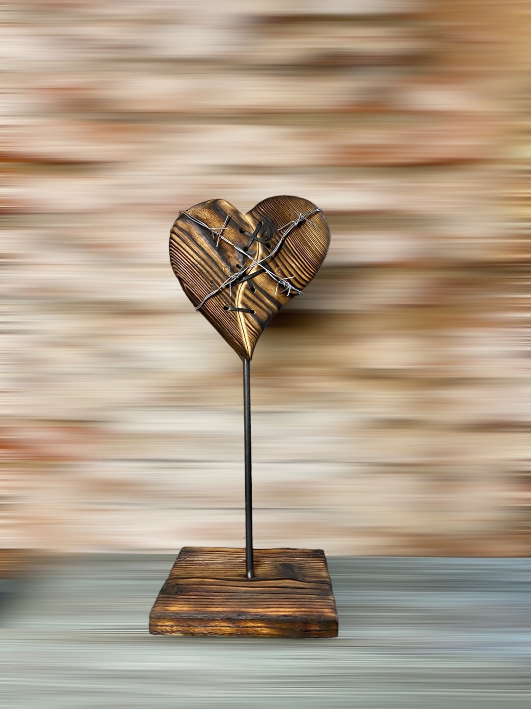 Rustic Reclaimed Wood Heart With Love and Story Anniversary Gift ...