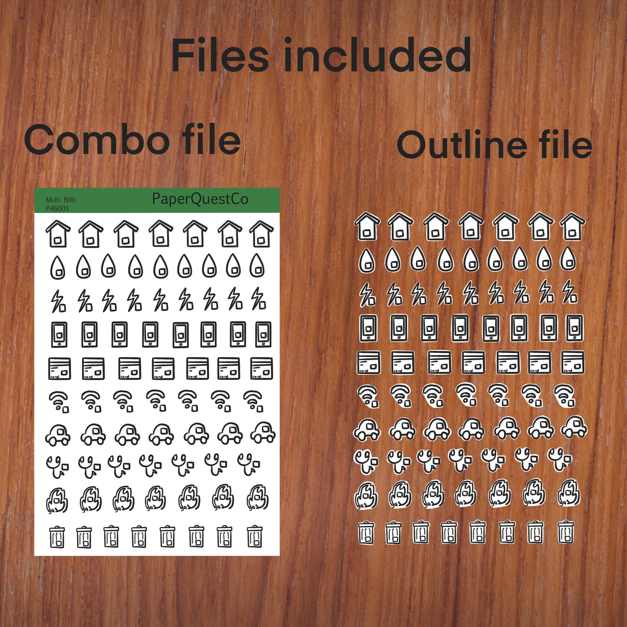 Printable Multi Bill Digital Icon Sticker Sheet - Etsy