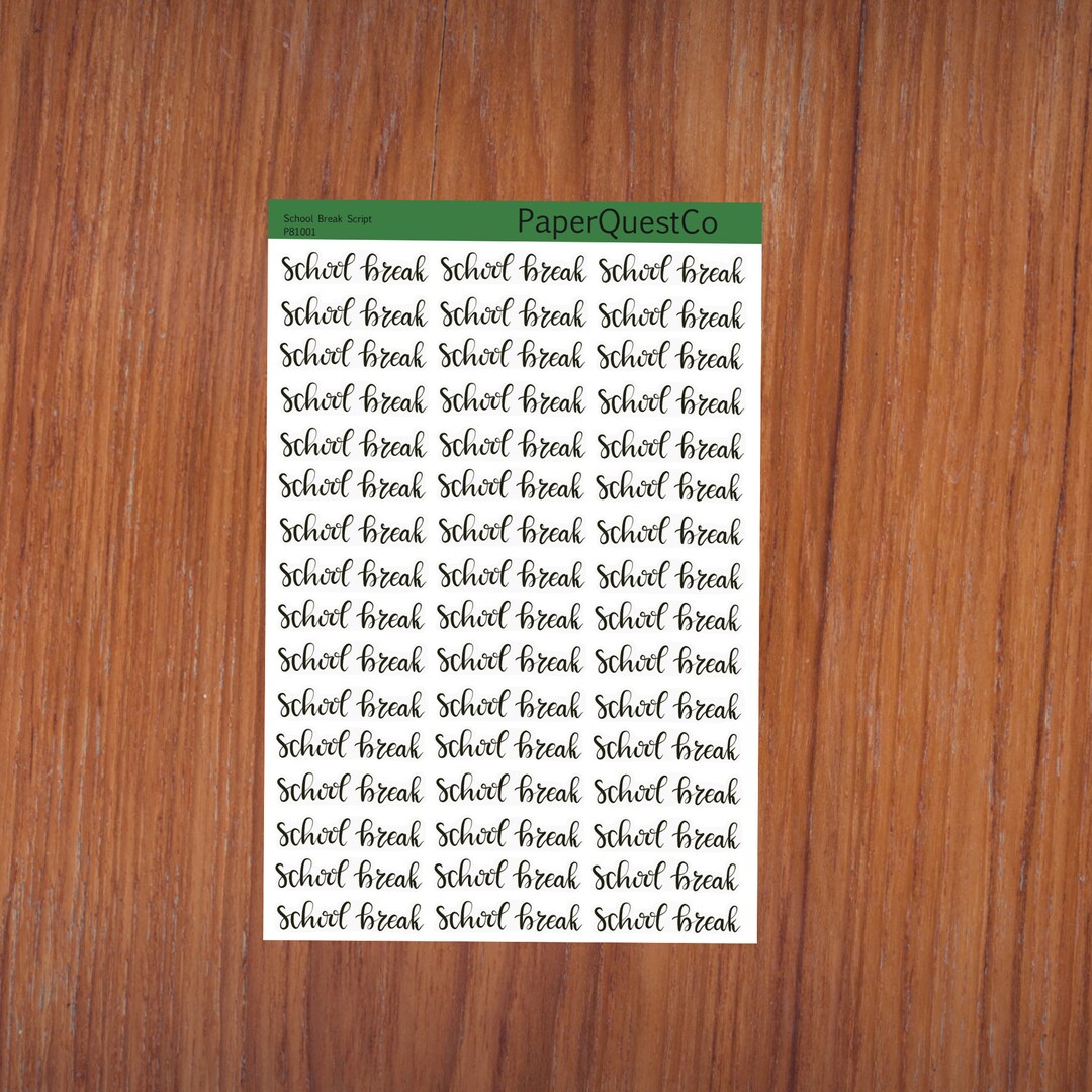 Printable School Break Script Digital Sticker Sheet - Etsy