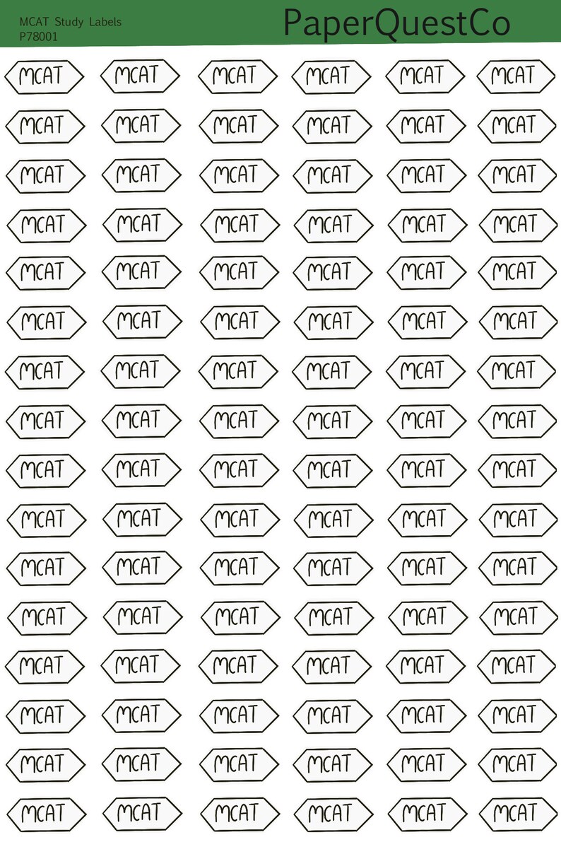 Printable MCAT Study Labels Digital Sticker Sheet - Etsy