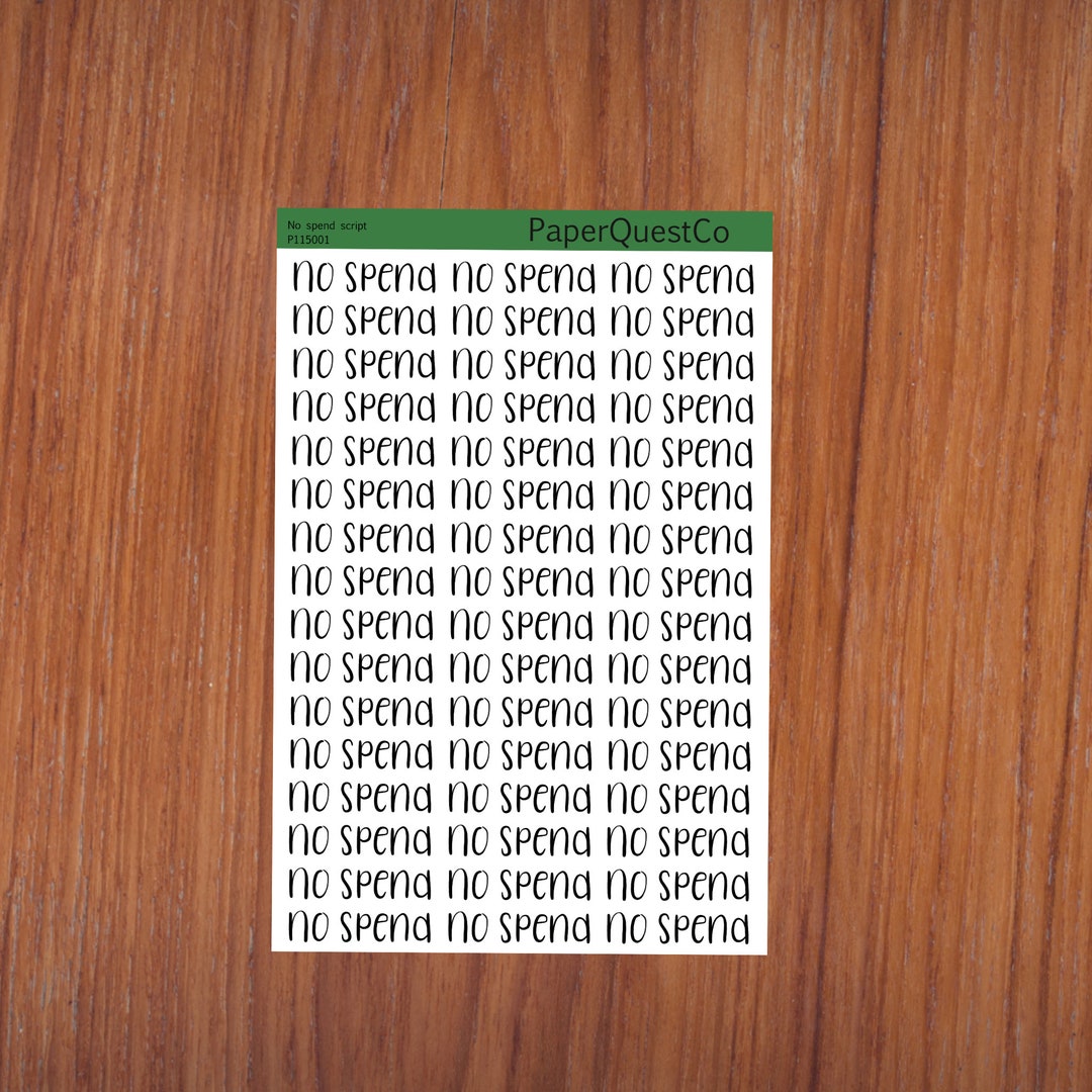 Digital No Spend Script Printable Sticker Sheet - Etsy