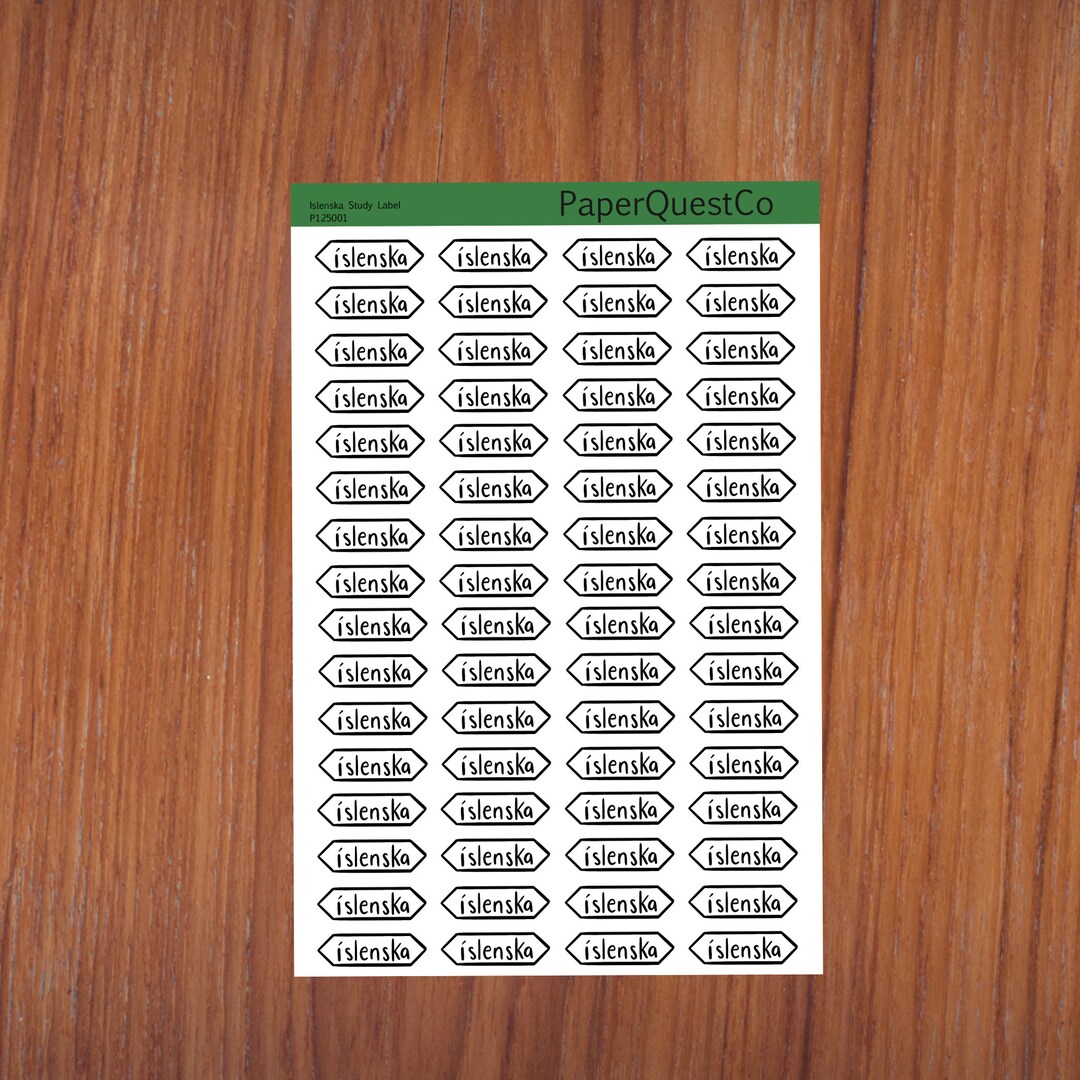 Digital Islenska Study Labels Printable Sticker Sheet - Etsy