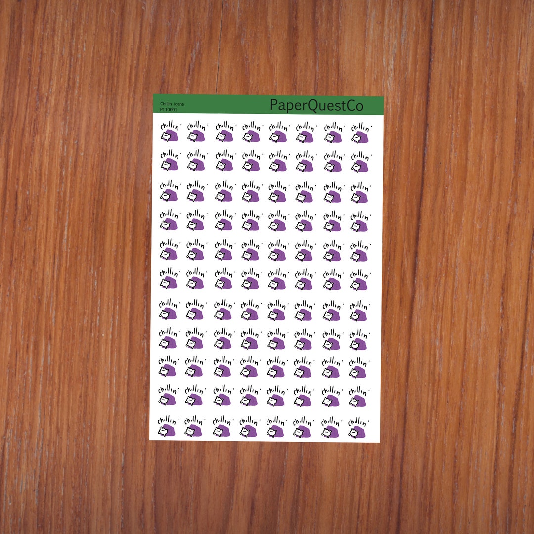 Digital Chillin' at Home Icon Printable Sticker Sheet - Etsy