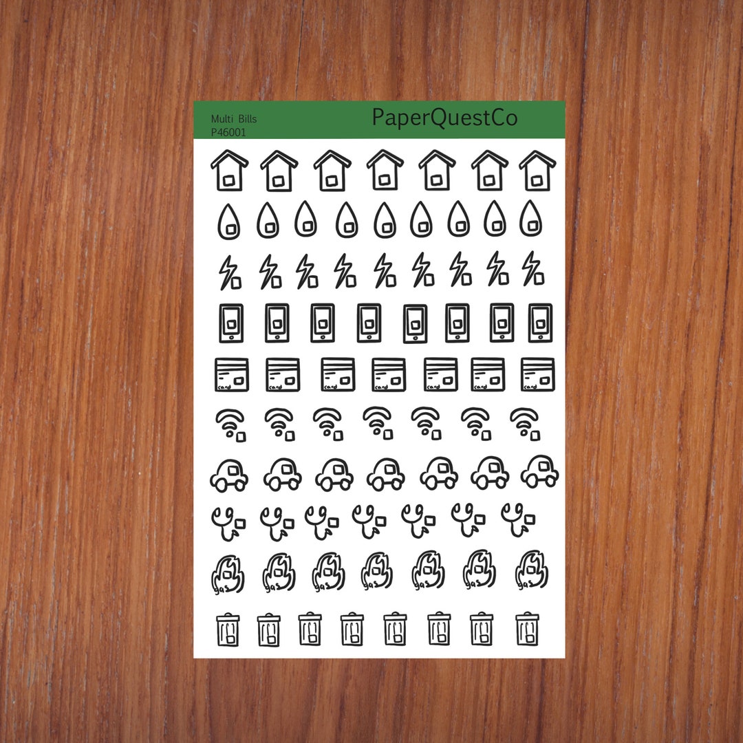 Printable Multi Bill Digital Icon Sticker Sheet - Etsy