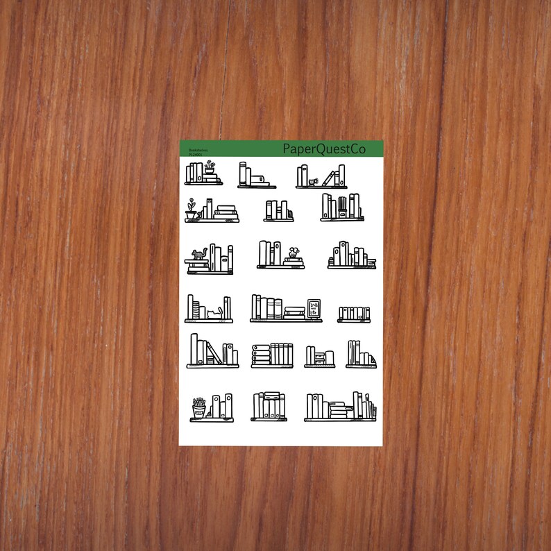 Digital Bookshelves Deco Printable Sticker Sheet - Etsy