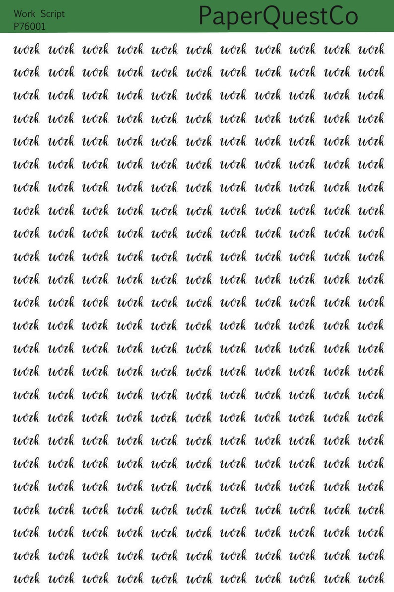 Printable Work Script Digital Sticker Sheet - Etsy