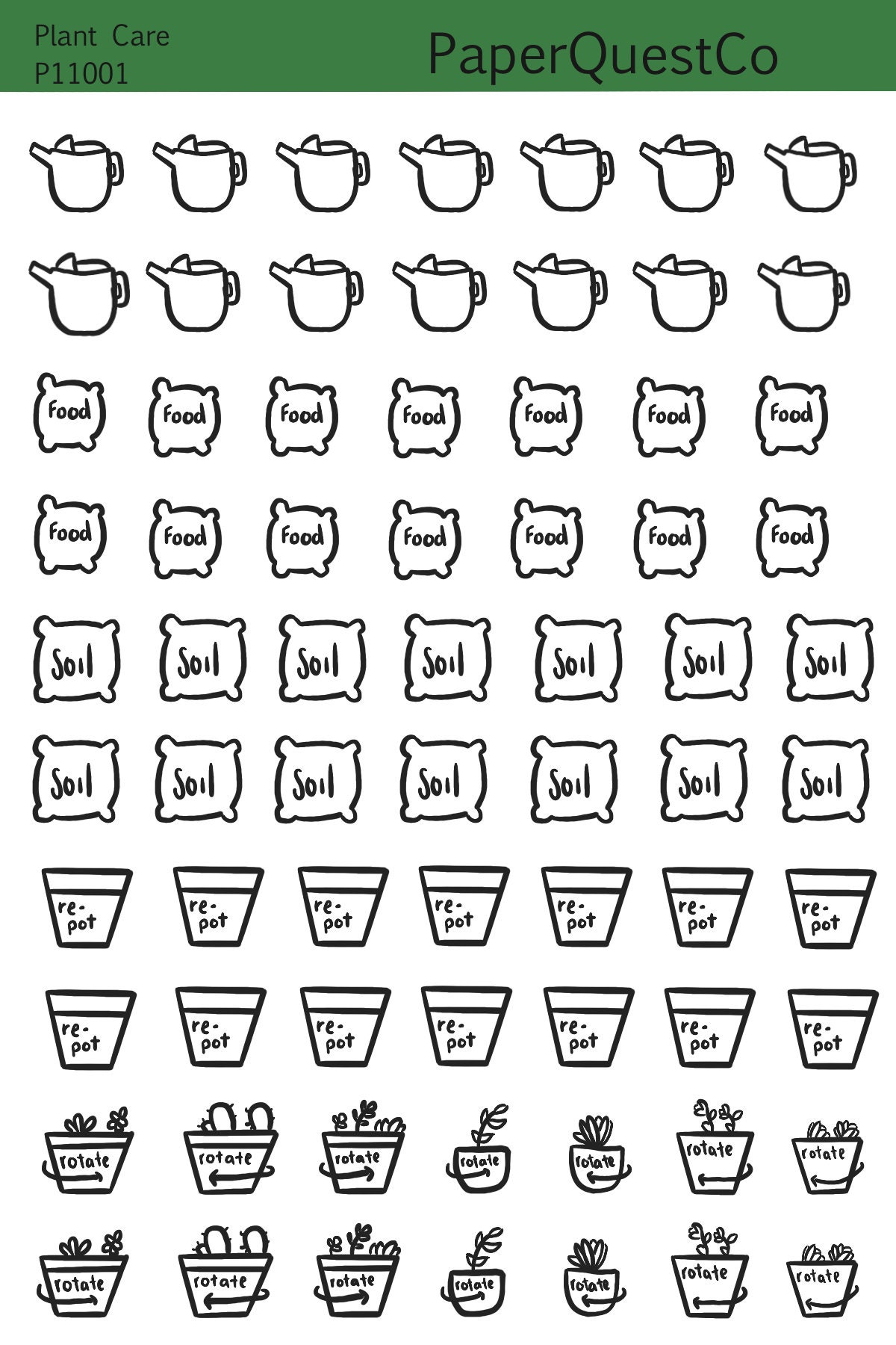 Printable Plant Care Multi Digital Icon Sticker Sheet - Etsy
