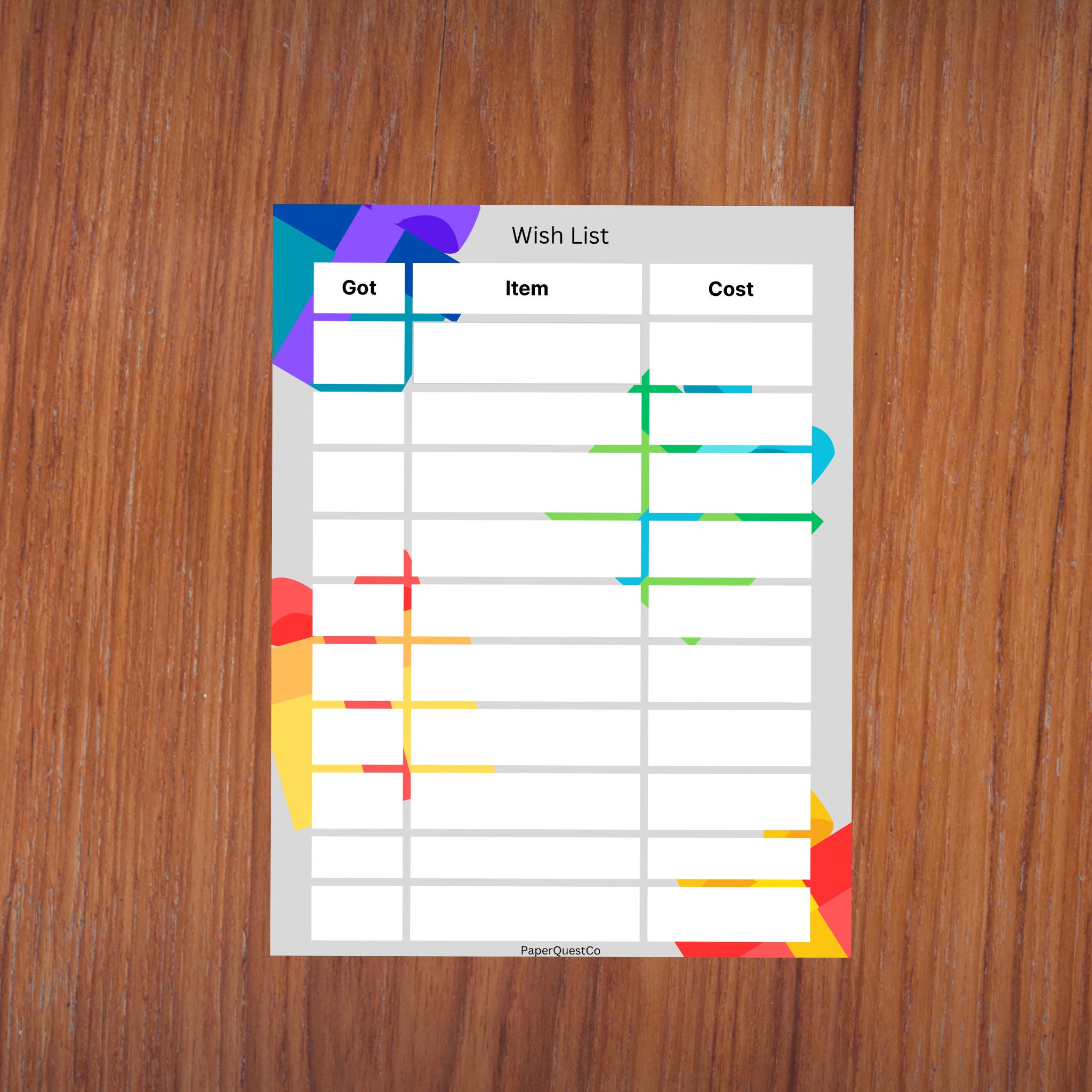 Printable Wish List Digital Template - Etsy