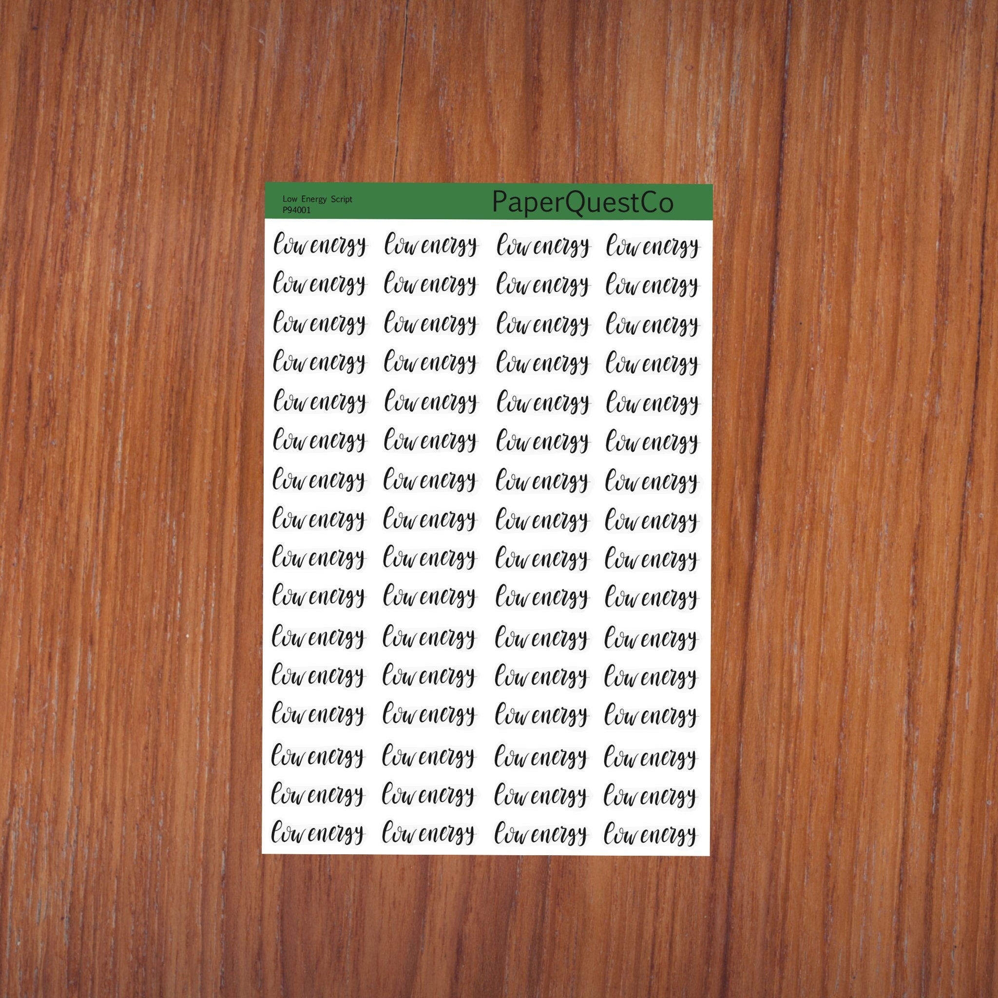 Printable Low Energy Script Digital Sticker Sheet - Etsy