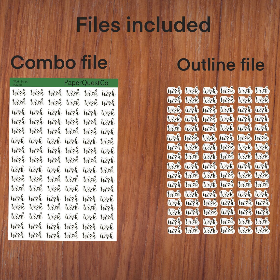 Printable Work Script Digital Sticker Sheet - Etsy