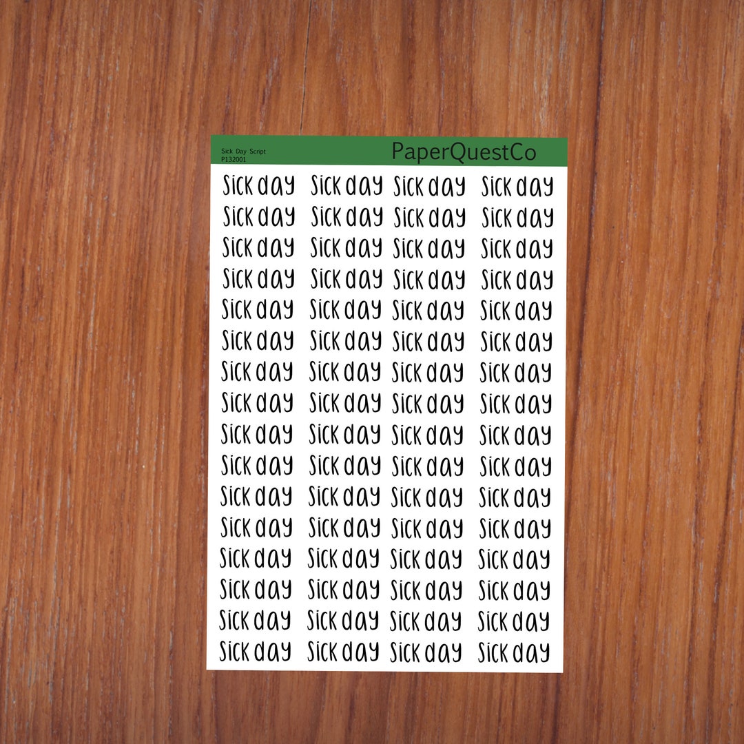 Digital Sick Day Script Printable Sticker Sheet - Etsy