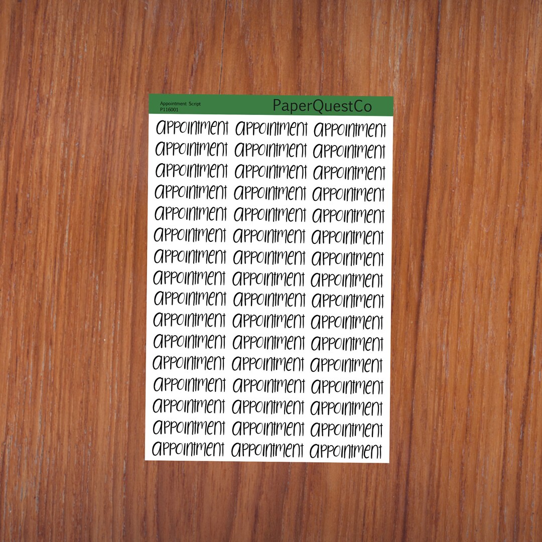 Digital Appointment Script Printable Sticker Sheet - Etsy