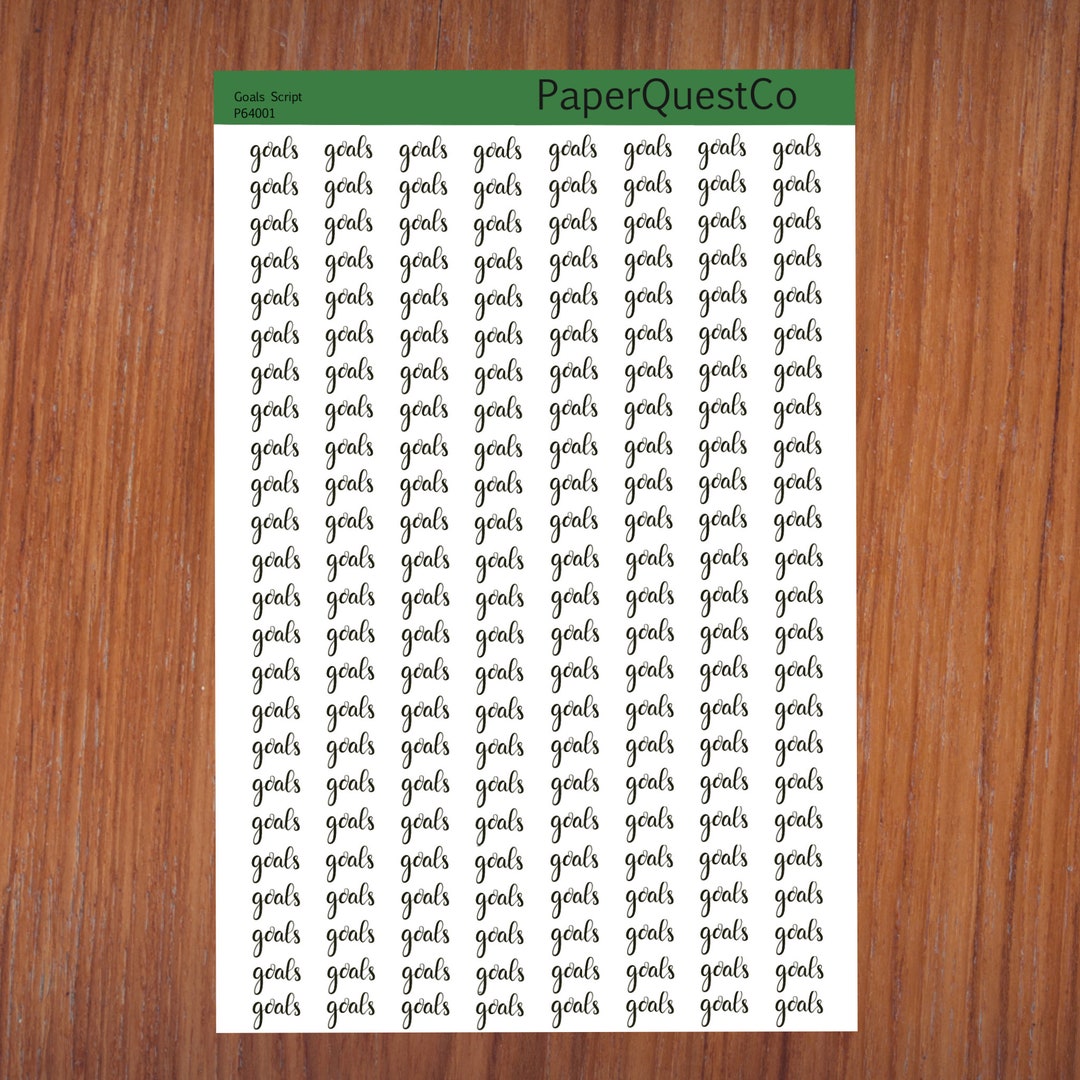 Printable Goals Script Digital Sticker Sheet - Etsy