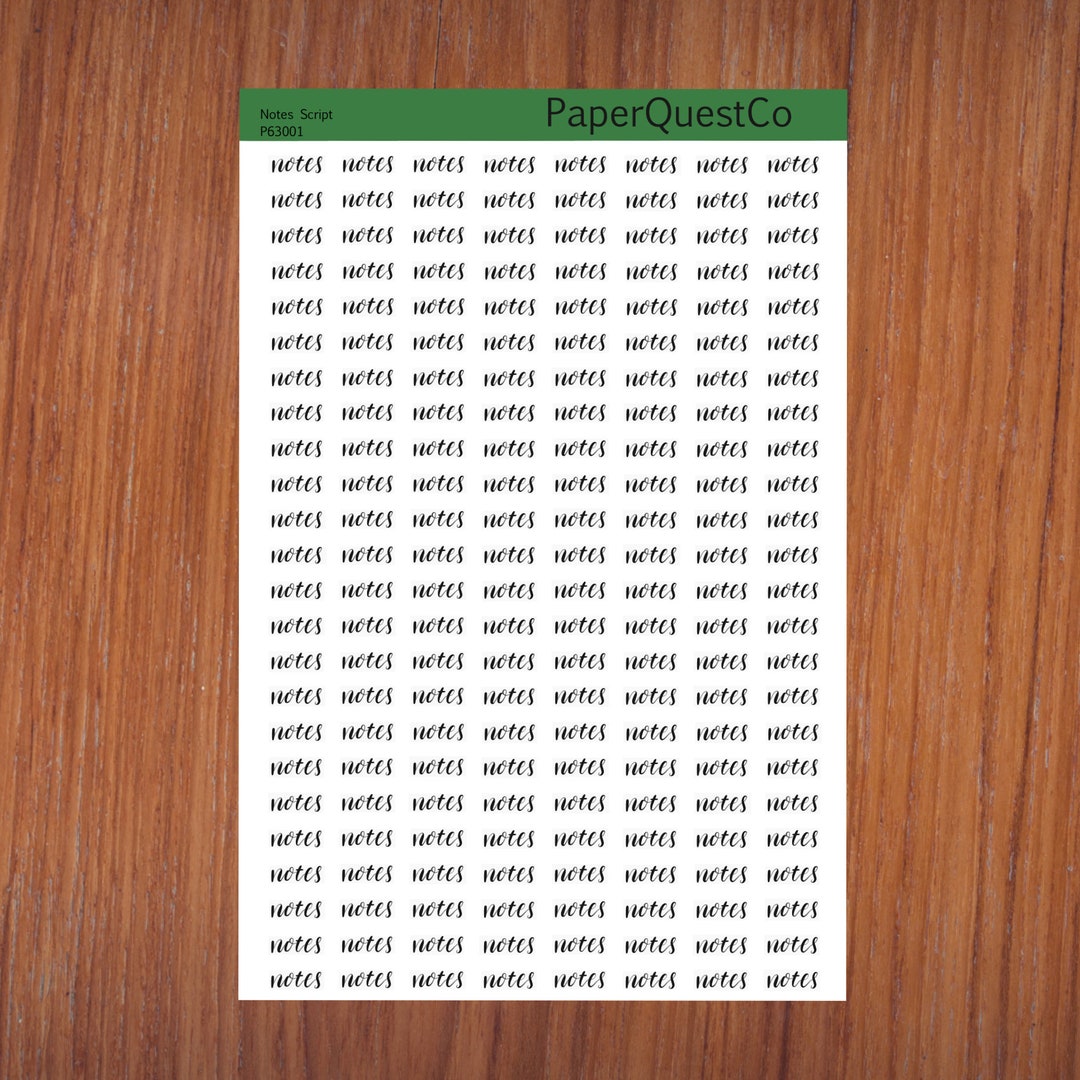 Printable Notes Script Digital Sticker Sheet - Etsy
