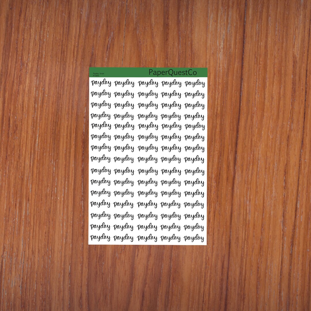 Digital Payday Script Printable Sticker Sheet - Etsy