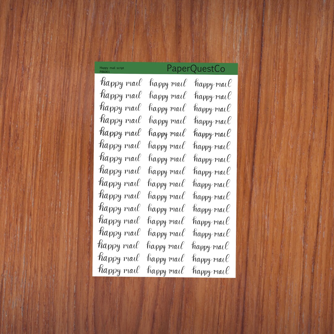 Printable Happy Mail Script Digital Sticker Sheet - Etsy
