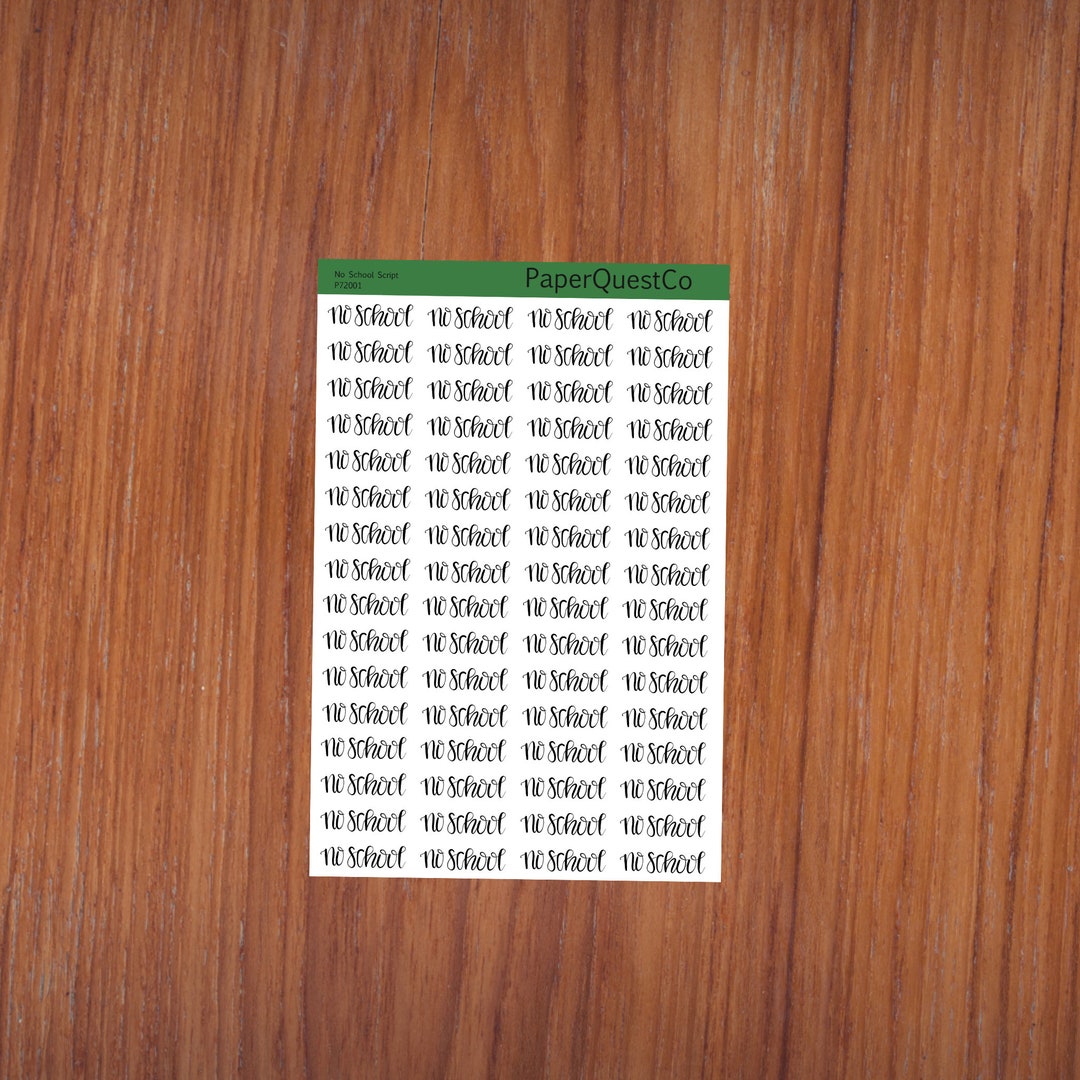 Digital No School Script Printable Sticker Sheet - Etsy