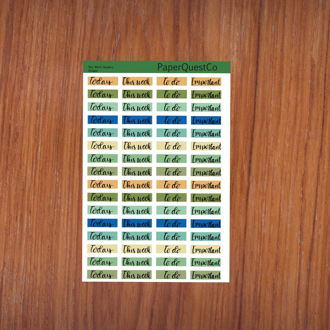 Printable Sea Colored Word Headers Digital Sticker Sheet - Etsy