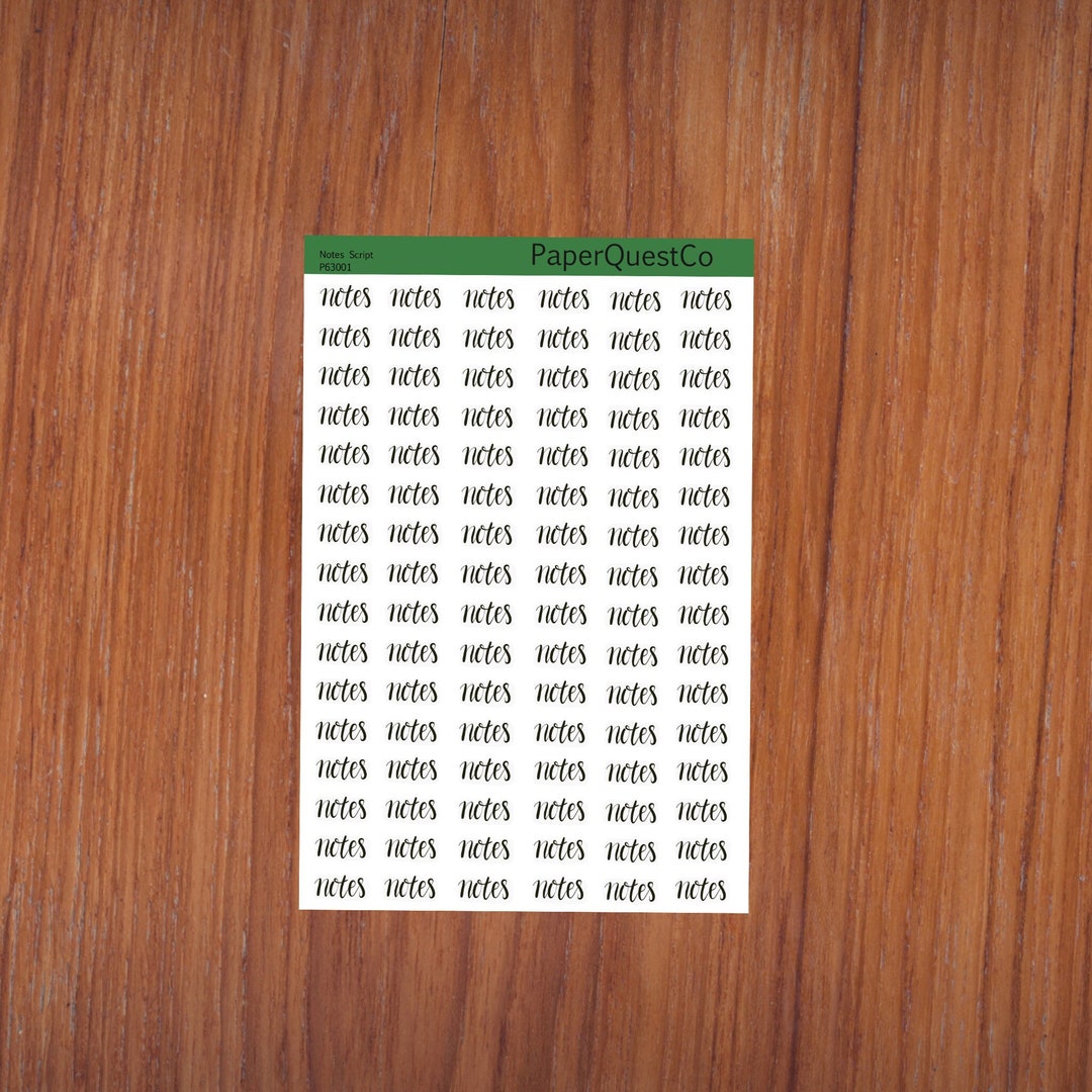 Printable Notes Script Digital Sticker Sheet - Etsy