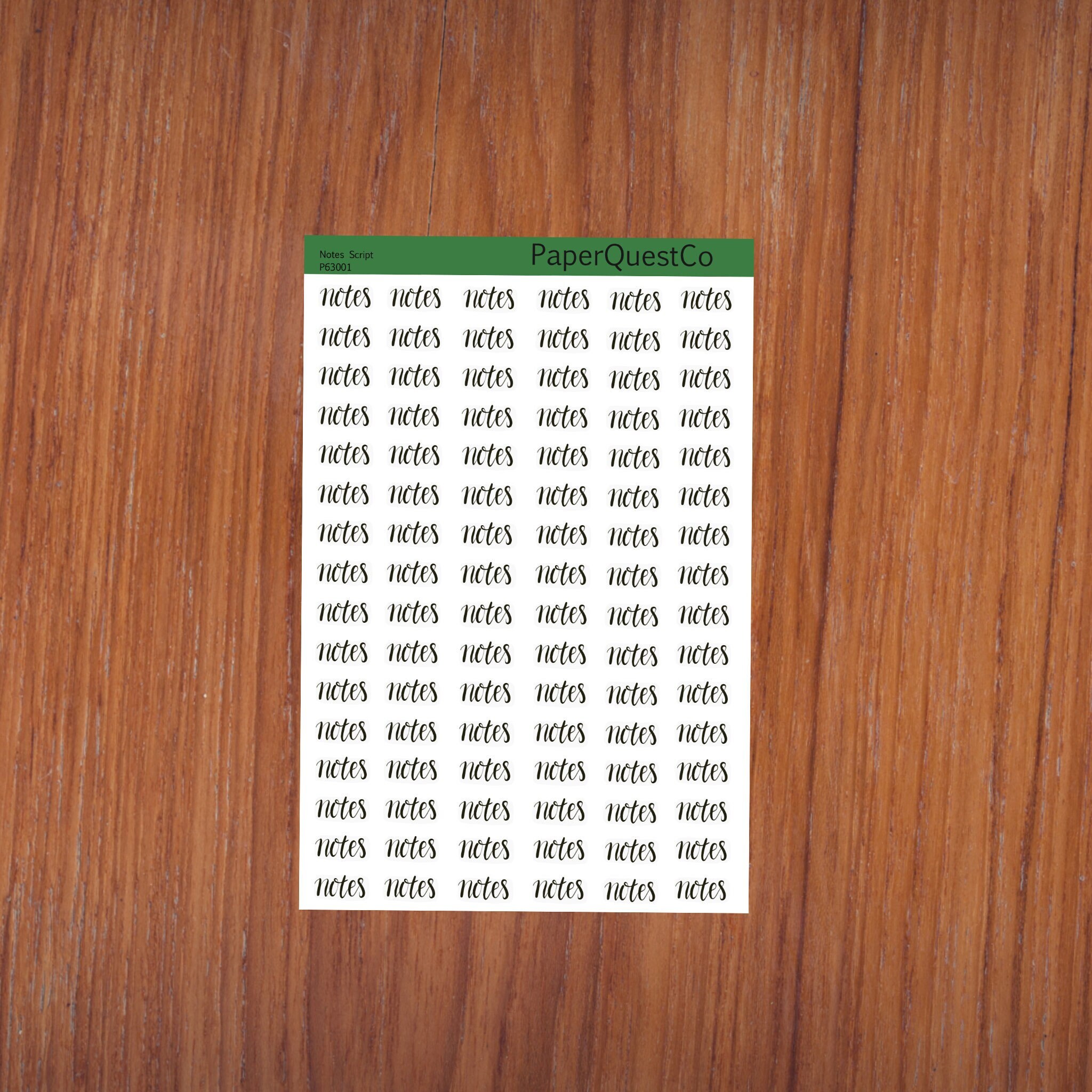 Printable Notes Script Digital Sticker Sheet - Etsy