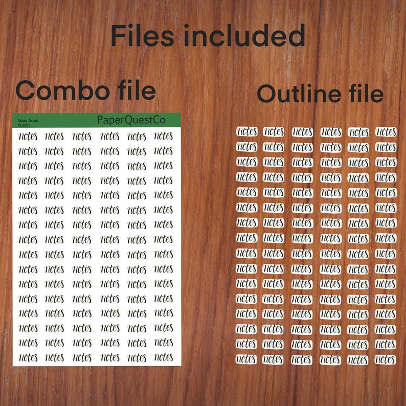 Printable Notes Script Digital Sticker Sheet - Etsy
