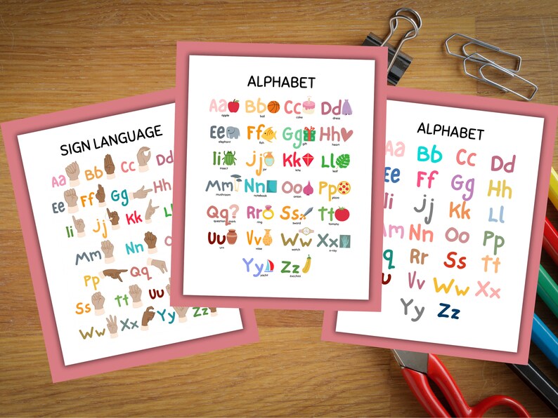 Alphabet and Sign Language Educational Poster. Nursery Decor. Learning ...