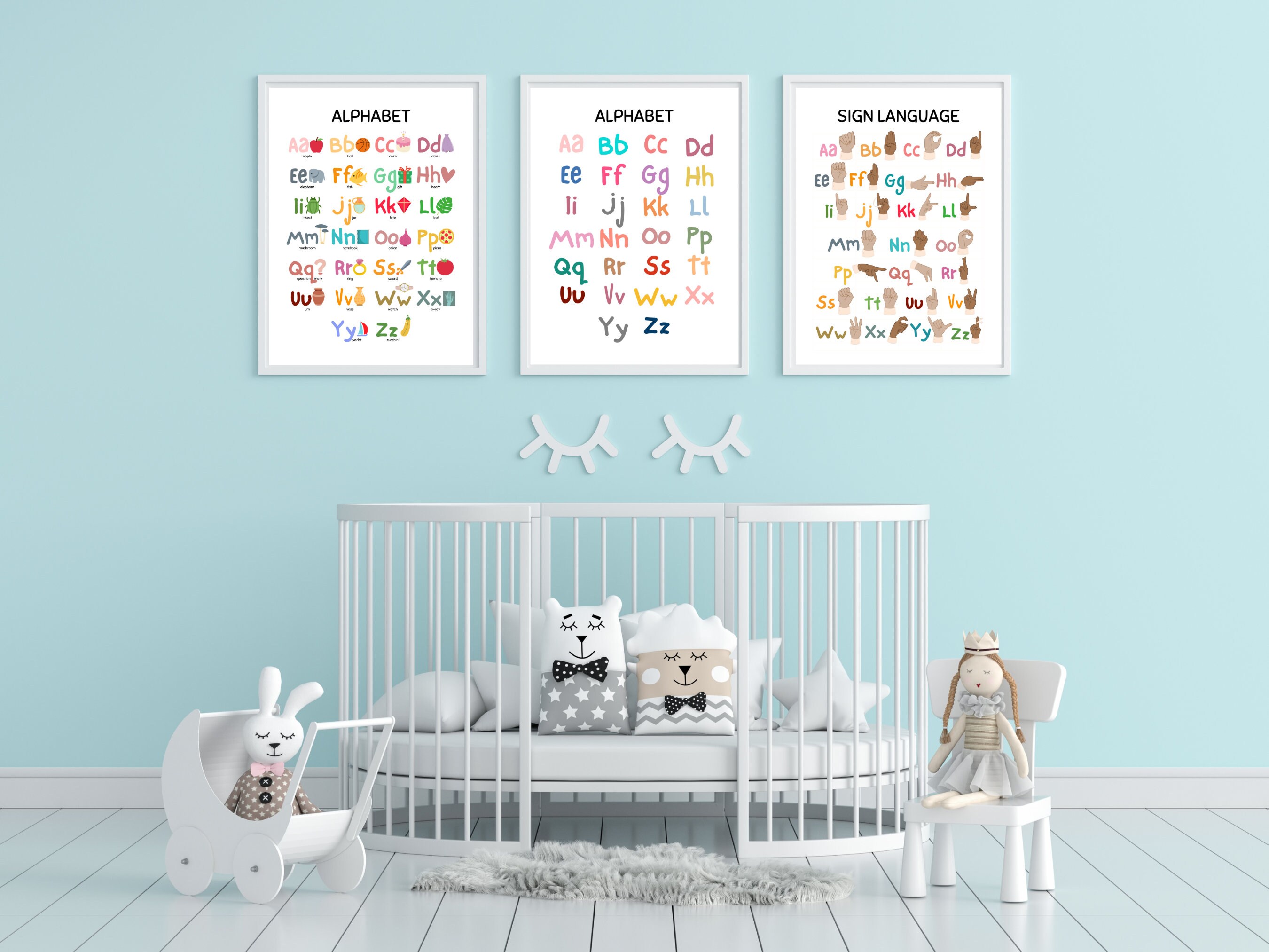Alphabet and Sign Language Educational Poster. Nursery Decor. Learning ...