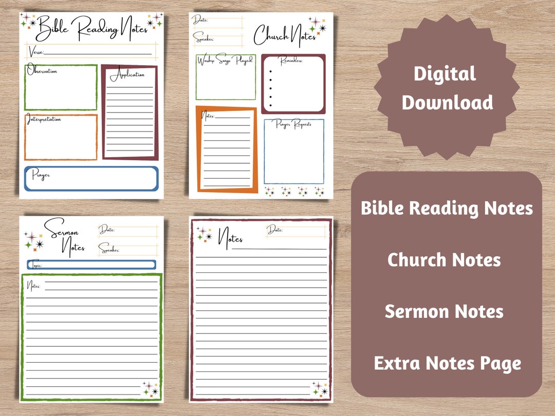 Church Notes Bundle. Church Notes. Bible Study Notes. Sermon Notes ...