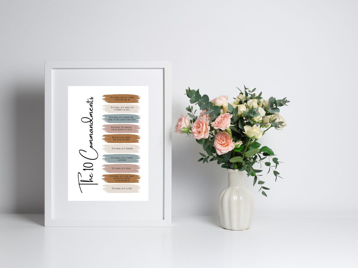 The 10 Commandments. Christian Wall Art. Christian Decor. - Etsy