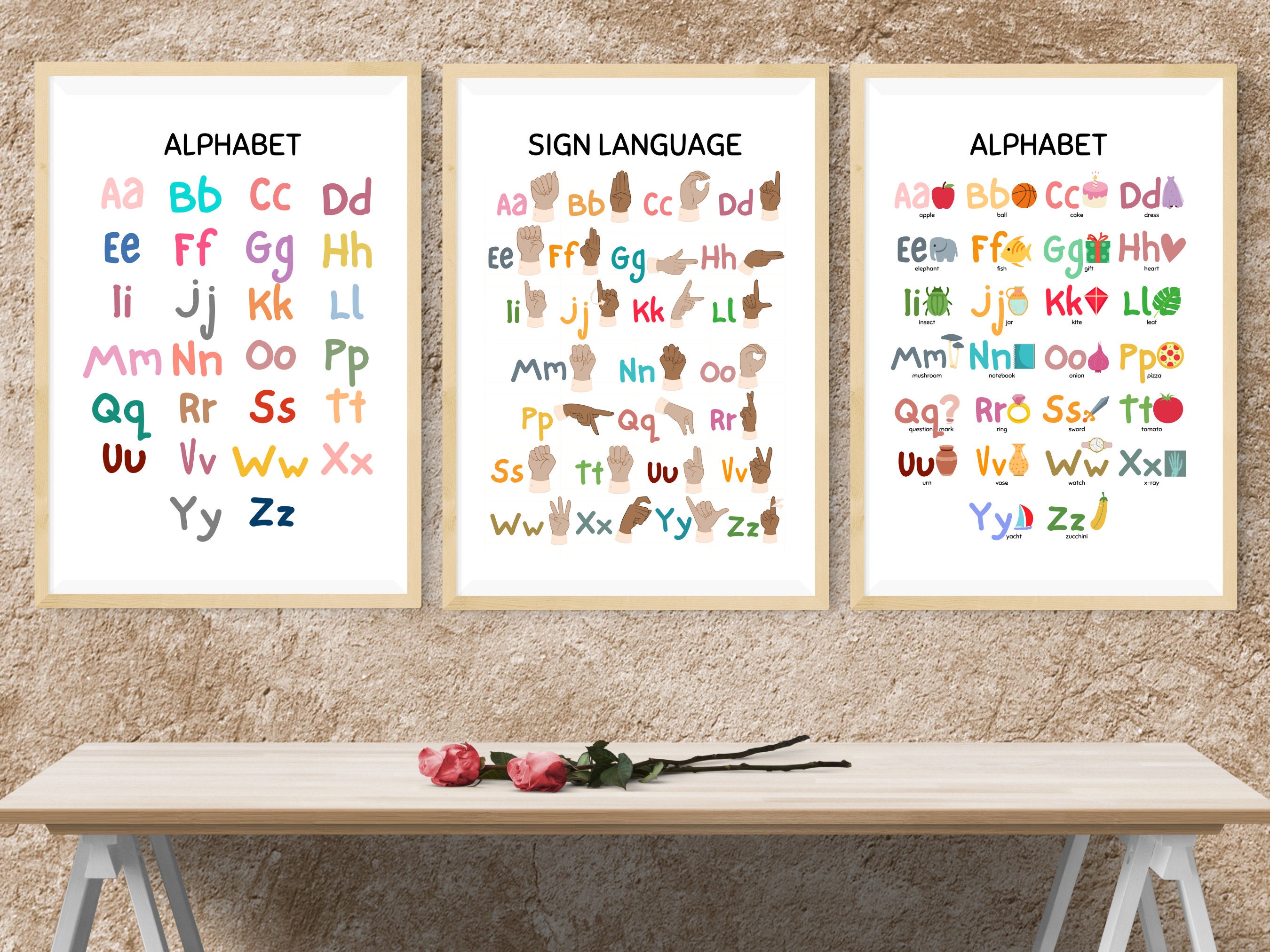 Alphabet and Sign Language Educational Poster. Nursery Decor. Learning ...
