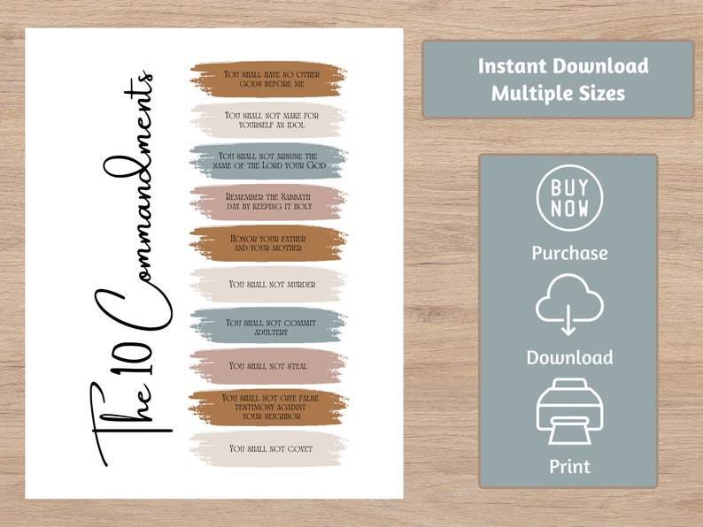 The 10 Commandments. Christian Wall Art. Christian Decor. - Etsy
