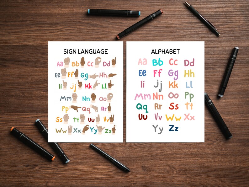 Alphabet and Sign Language Educational Poster. Nursery Decor. Learning ...