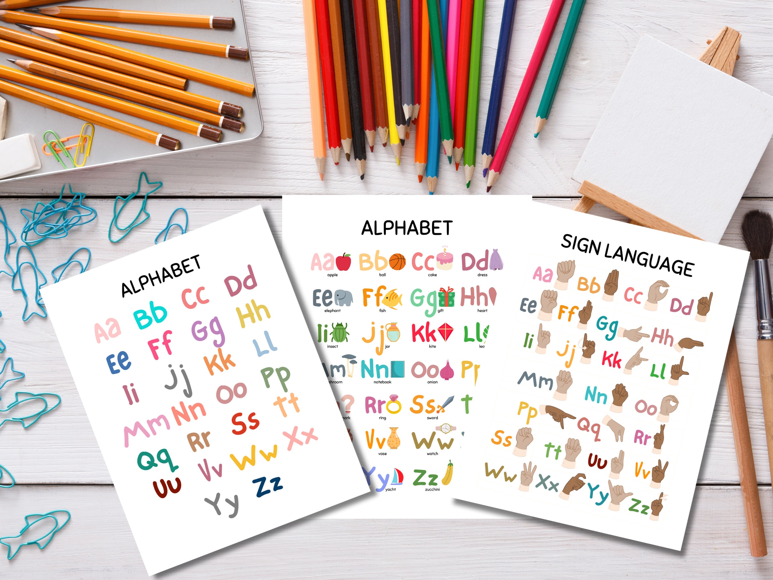 Alphabet and Sign Language Educational Poster. Nursery Decor. Learning ...