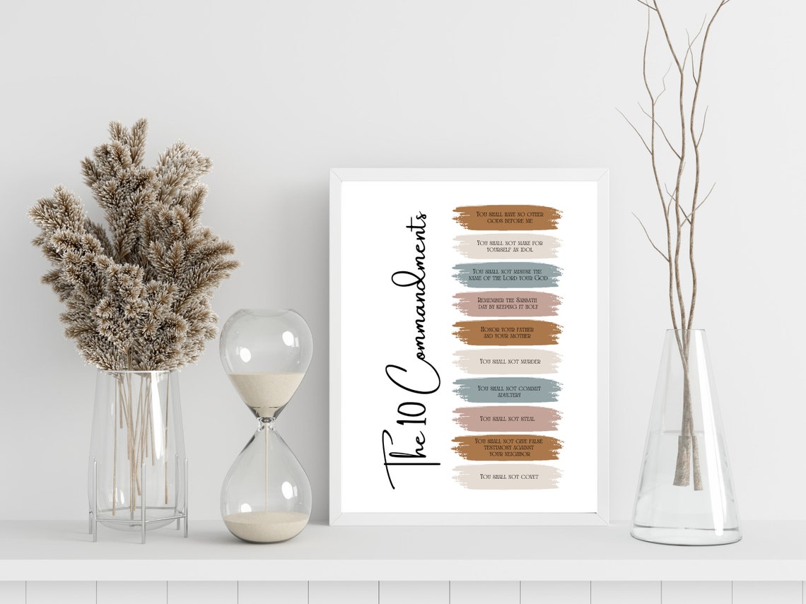 The 10 Commandments. Christian Wall Art. Christian Decor. - Etsy
