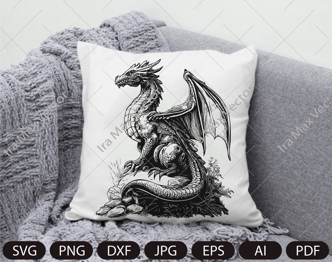 Dragon Svg, Dragon Detailed, Dragon Clipart, Dragon Sitting, Chinese ...