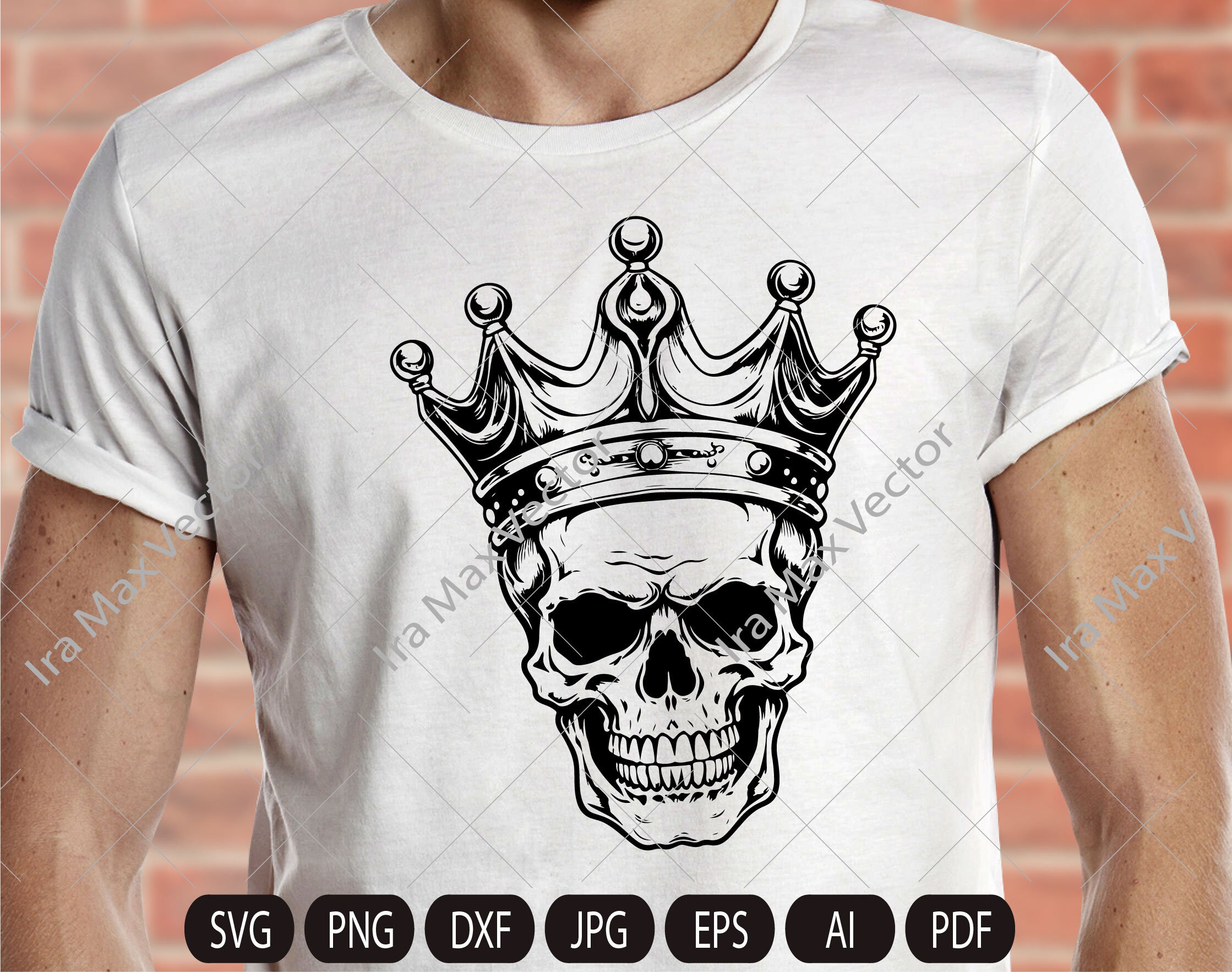 Skull Svg File King Skull Svg Skull Cut File Skull in Crown - Etsy