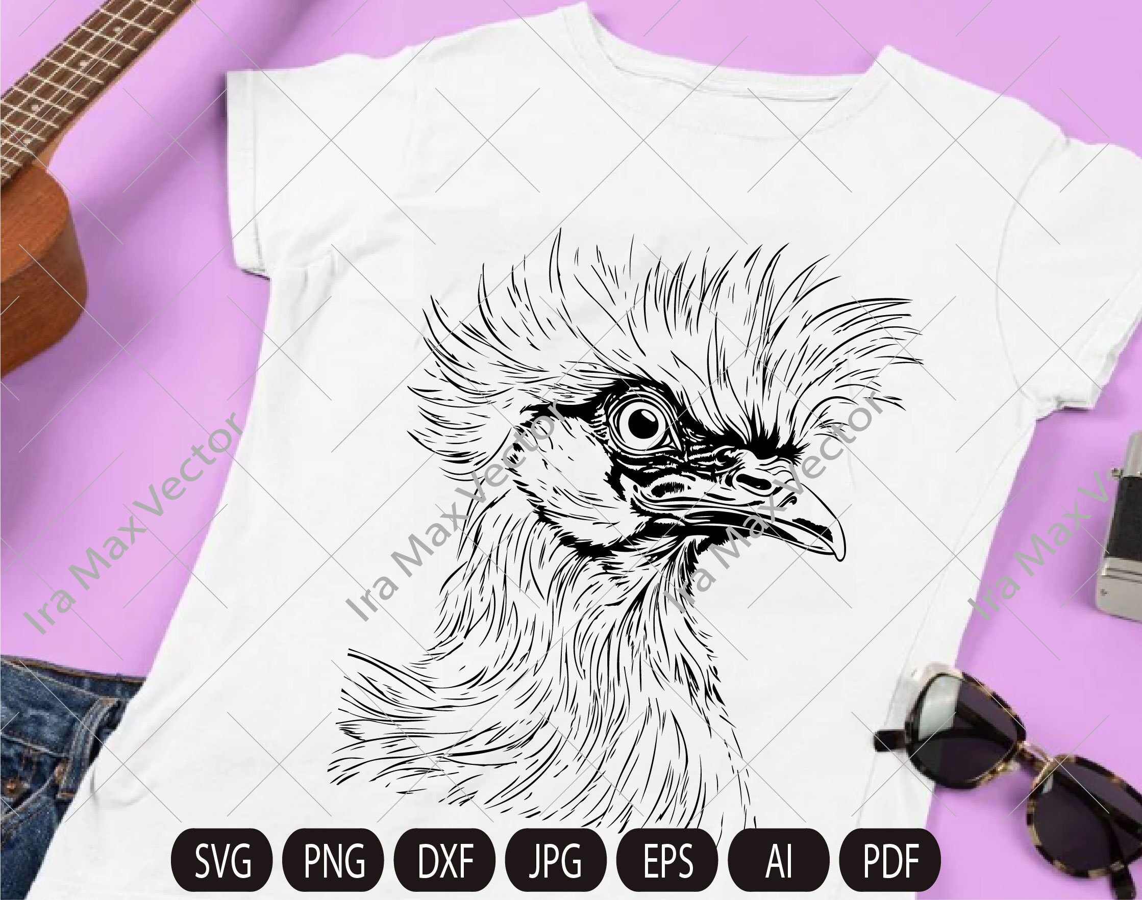 Silkie Hen Svg, Silkie Hen Head Svg, Silkie Hen Face Svg, Silk Rooster ...
