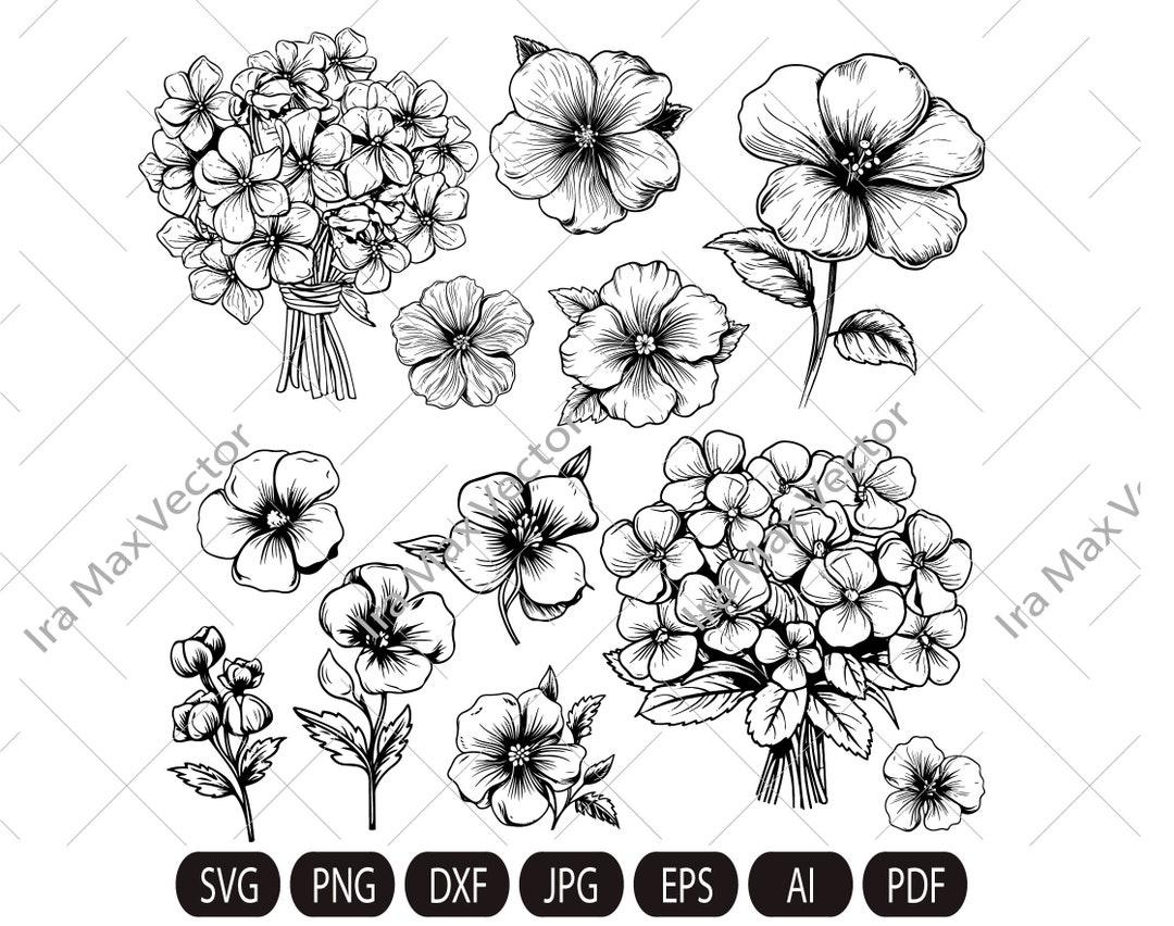 Violet Svg,violet Flowers Svg,violet Bouquet, Spring Flower Vector ...