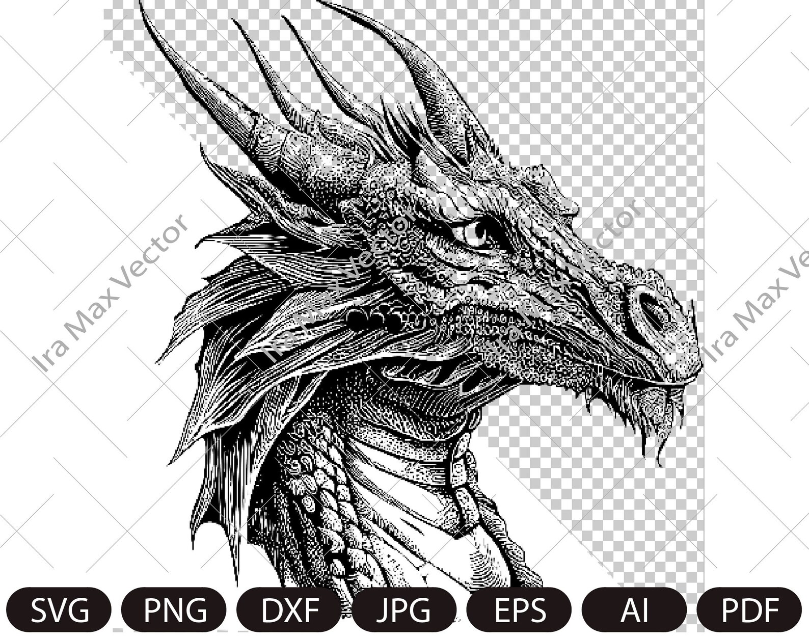 Dragon Portrait Svg, Dragon Head Svg, Dragon Face Svg, Dragon Detailed ...