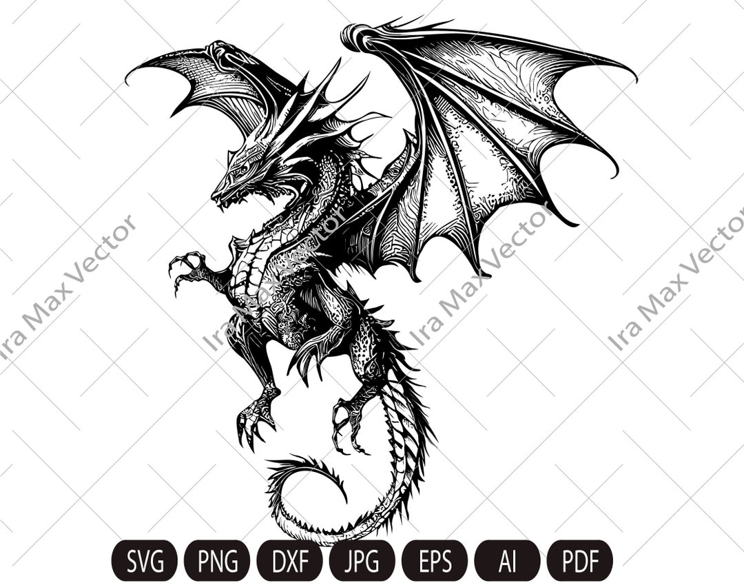 Dragon Svg, Dragon Detailed, Dragon Flying, Dragon Vector, Chinese ...