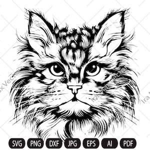 Cat Face Svg ,fluffy Cat Svg Cute Kitten Face Svg, Cute Cat Face Svg ...
