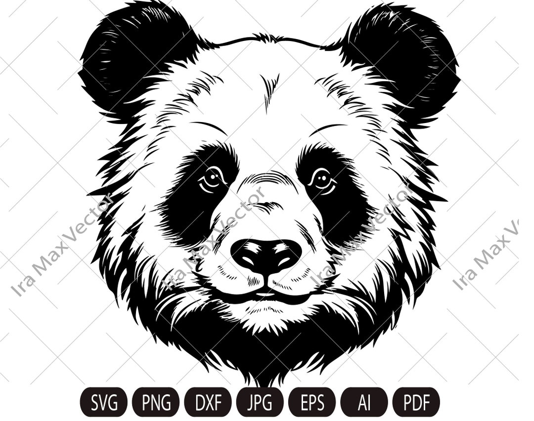 Panda Head SVG: Clipart, Silhouette Vector (digital Files) - Etsy