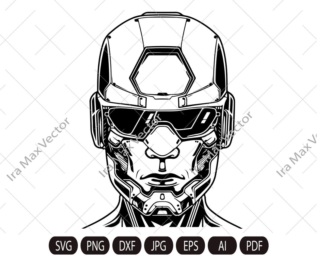 Cyborg Man Svg,robot Svg - Cyberpunk Future Robotic Machine Man ...