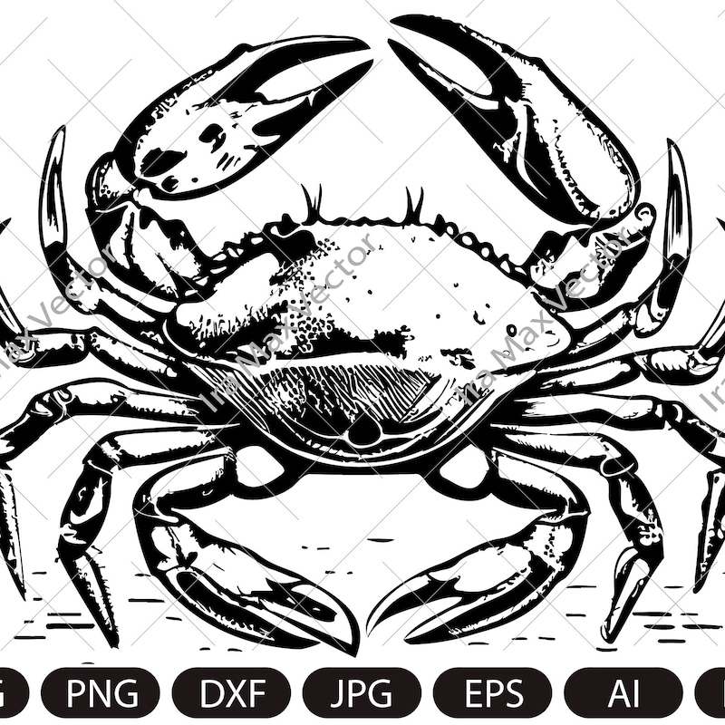 Crab White Black Clipart - Etsy