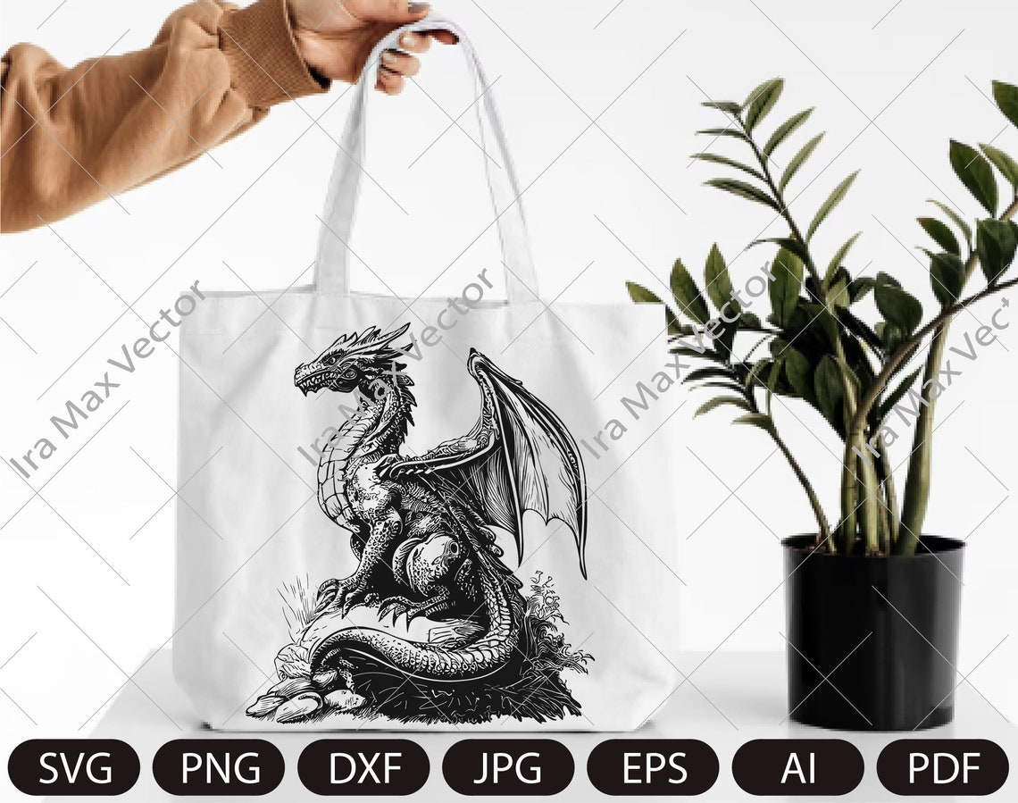 Dragon Svg, Dragon Detailed, Dragon Clipart, Dragon Sitting, Chinese ...