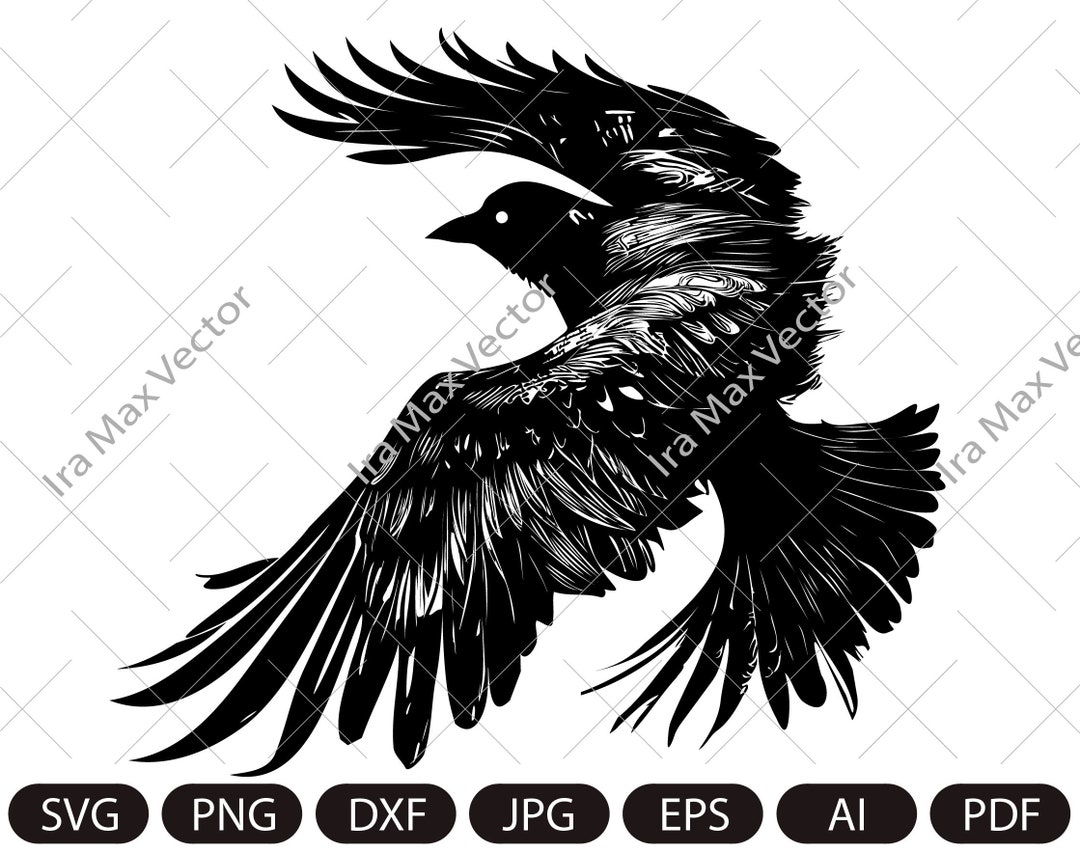 Raven Svg, Raven Silhouette Dxf, Raven Clipart, Crow Svg, Bird Svg ...
