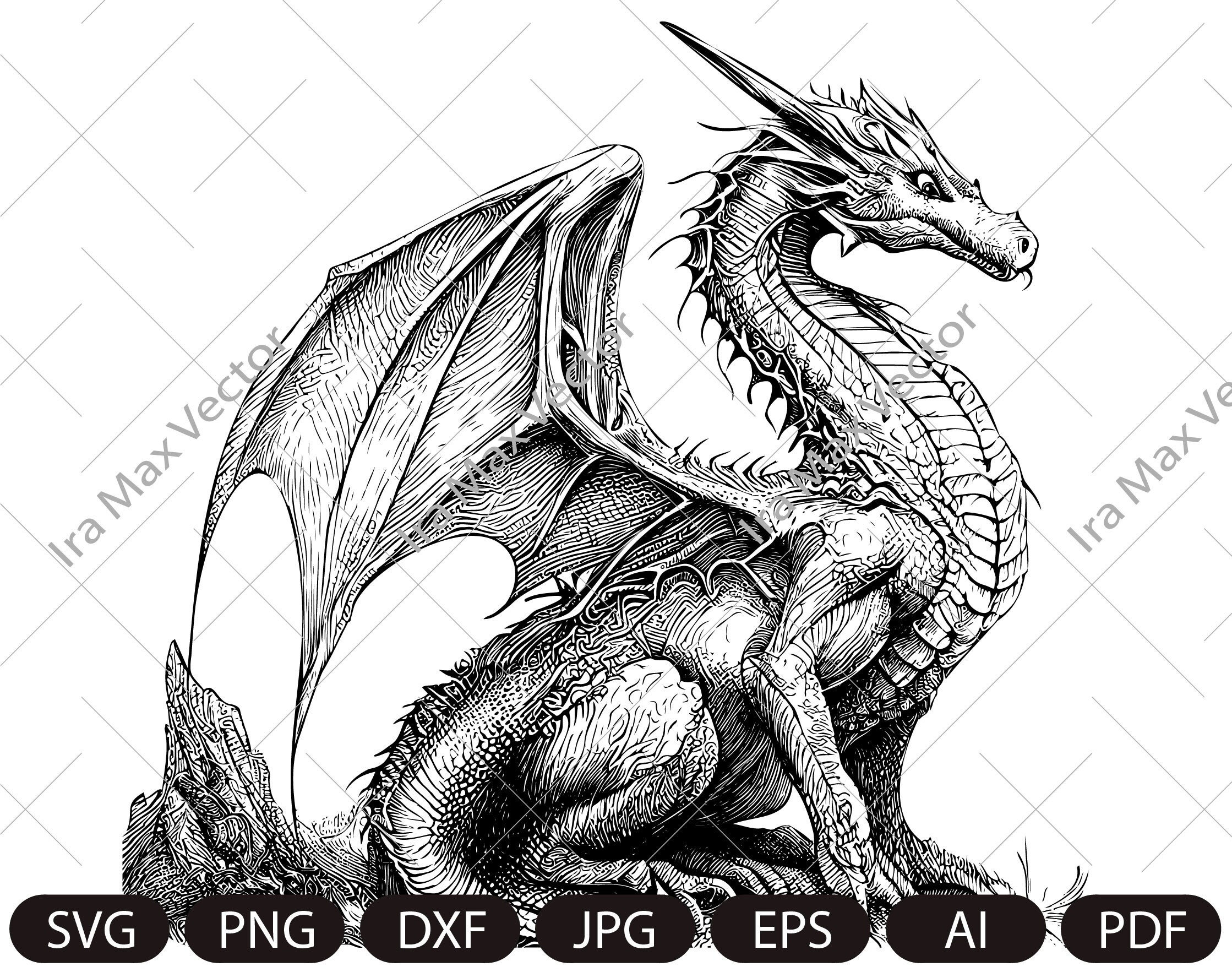 Dragon Svg Dragon Detailed Dragon Clipart Dragon Vector - Etsy Canada