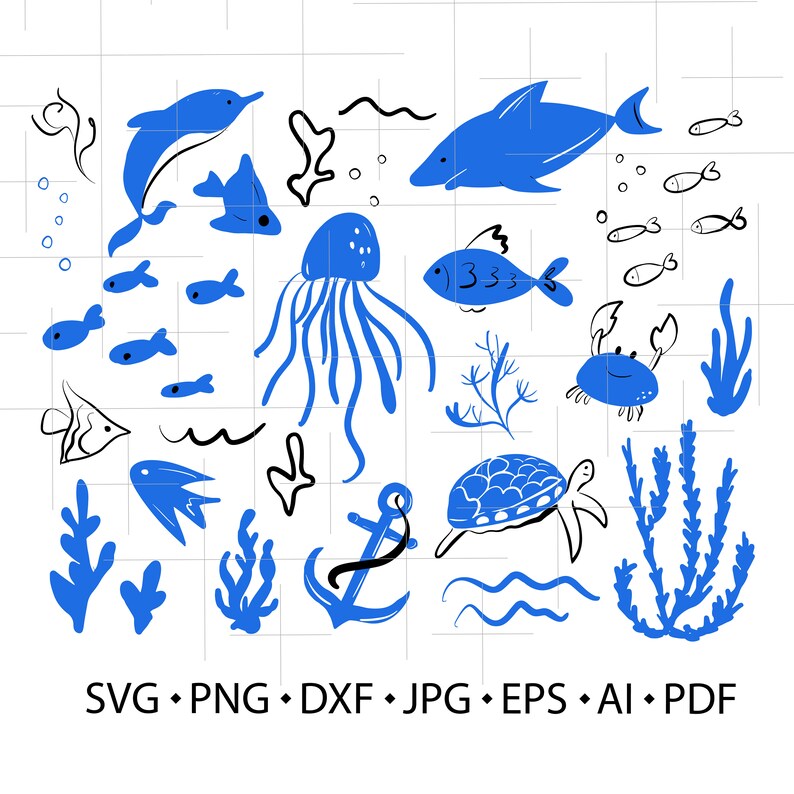 Fish Svg Cartoon Fish Svg Sea Clipartfishing Clipart Ocean | Etsy