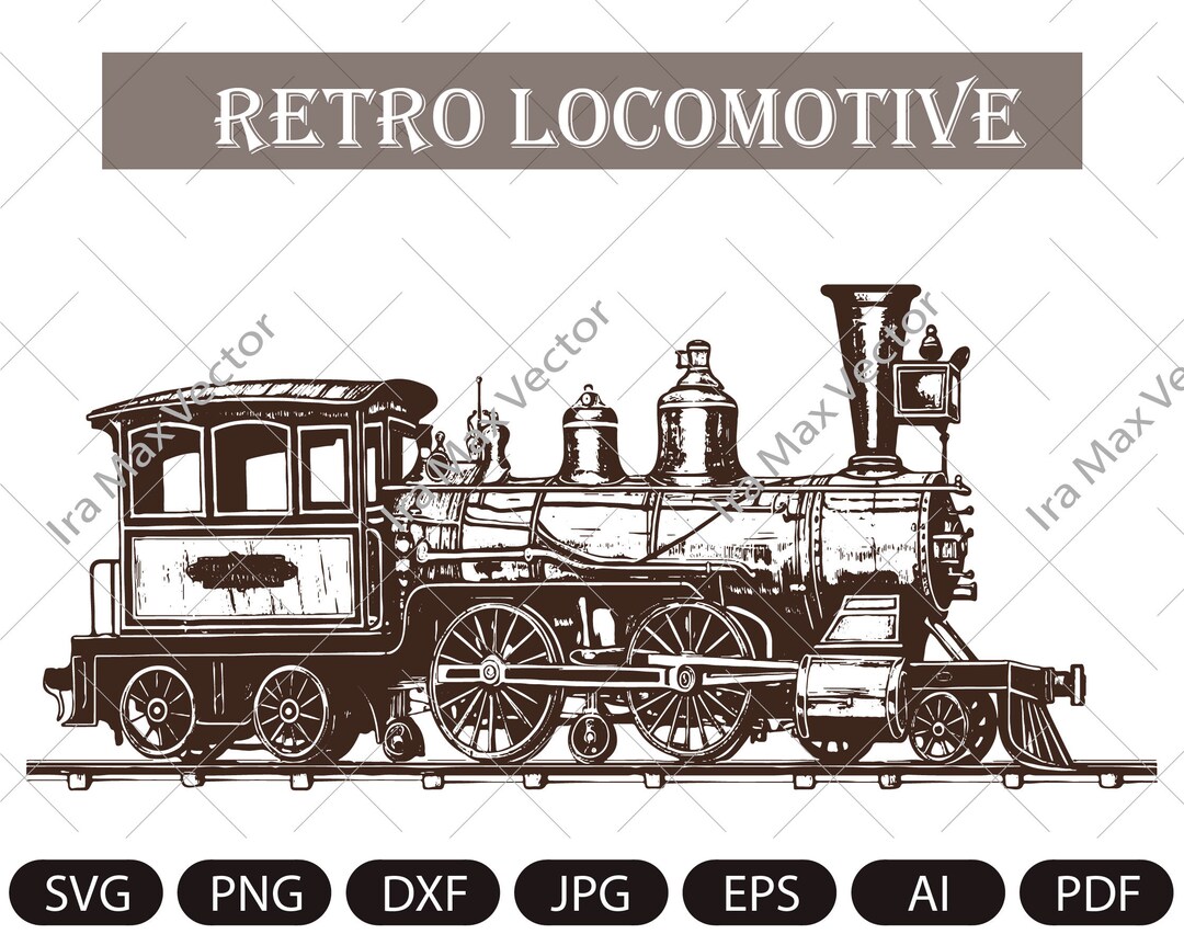 Retro Locomotive/digital Locomotive Train Graphic/ Printable Train ...